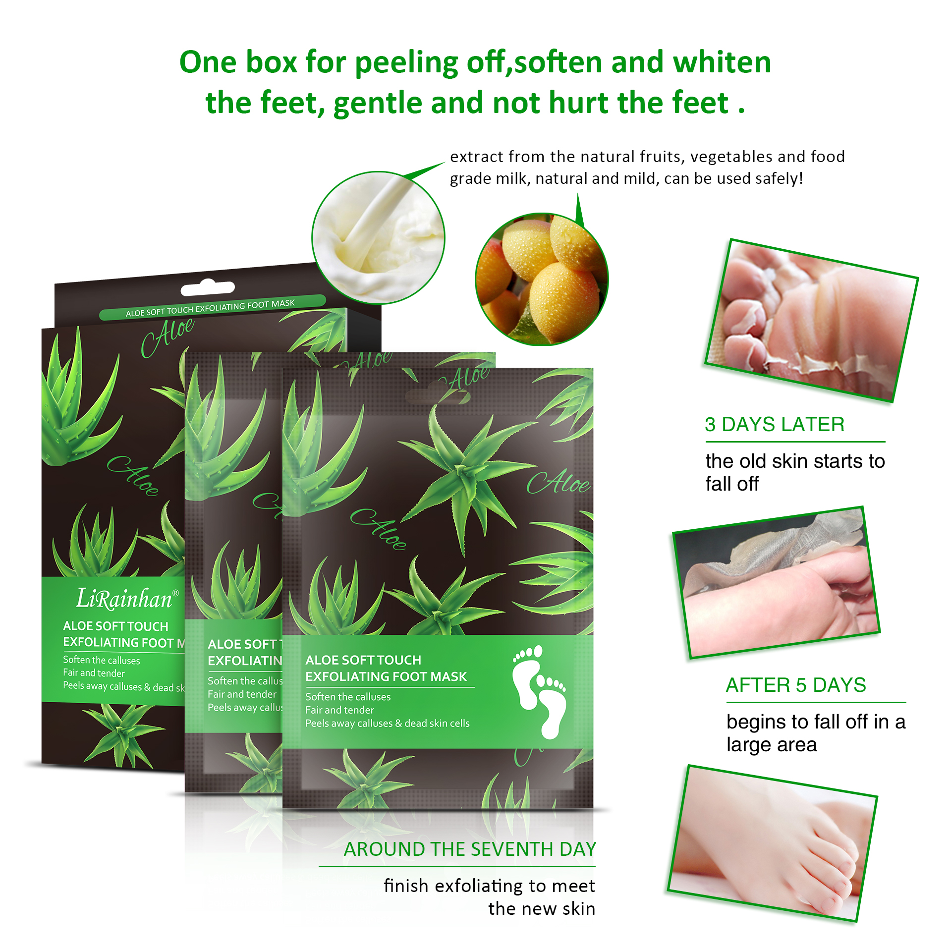 Aloe Vera Exfoliating Foot Mask - Repairs Heels & Removes Dry Dead Skin ...